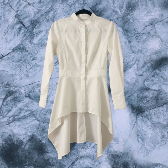 Kami | Dresses | Kami White Highlow Tuxedo Shirt Dress | Poshmark